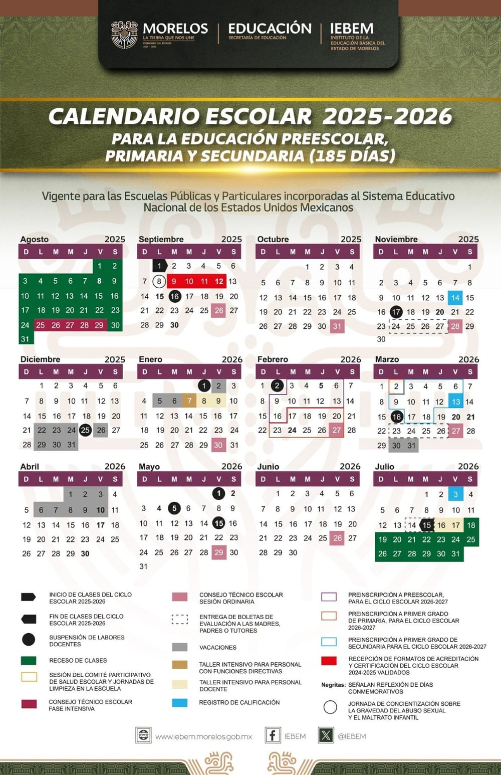 IEBEM publica calendario escolar 2025-2026