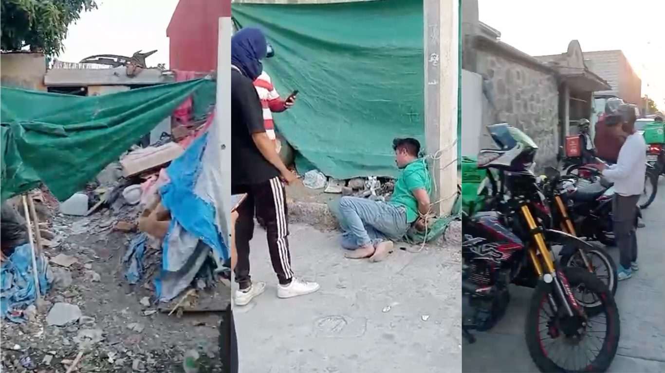 Repartidores detienen y amarran a presunto ladrón de comida en Cuernavaca